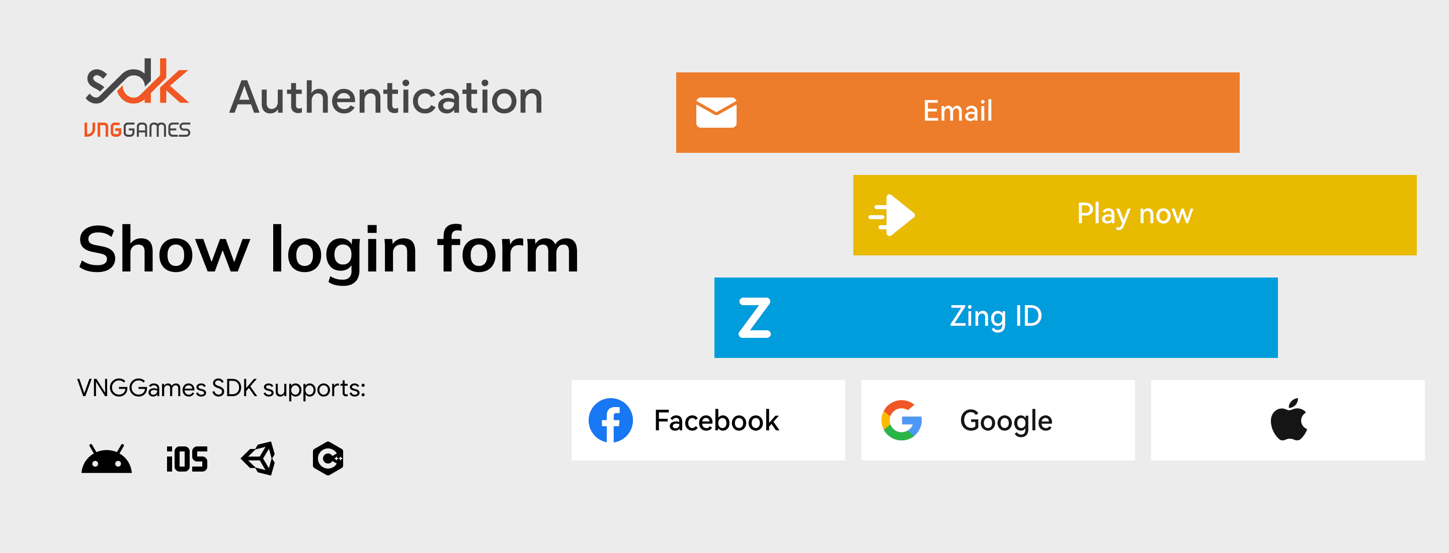 Show login form – VNGGames SDK Documentation